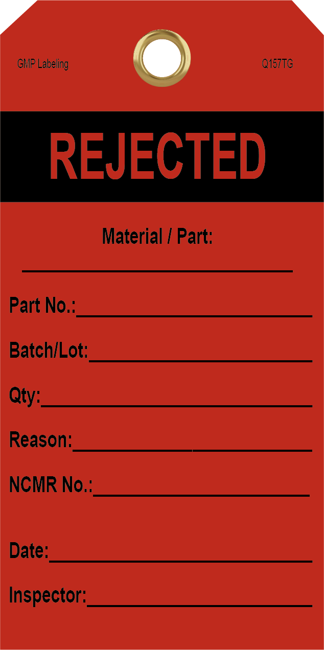 Q025 REJECTED Quality Control Label - GMP Labeling