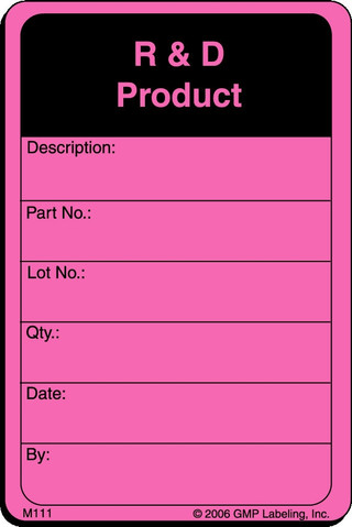 R&D Product Labels – 2" x 3" Material Control Label
