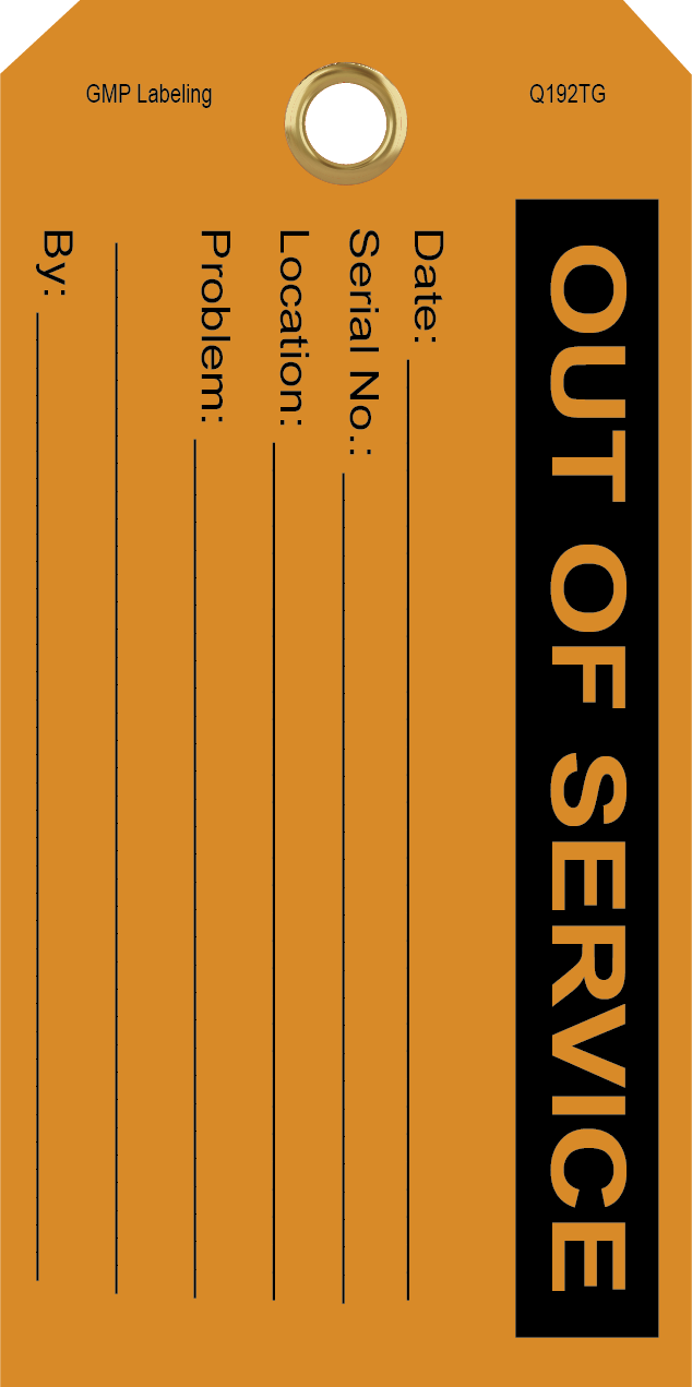Out of Service Tags for Equipment – Quality Control Tag