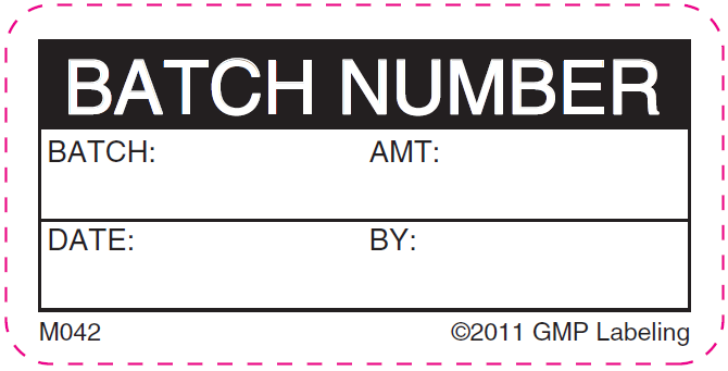 M042 BATCH NUMBER Material Label - GMP Labeling