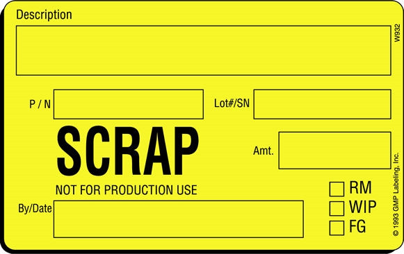 W932 SCRAP Waste Label - GMP Labeling