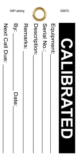 S088TG CALIBRATED (SELF-LAMINATING) Quality Control Tag - GMP Labeling