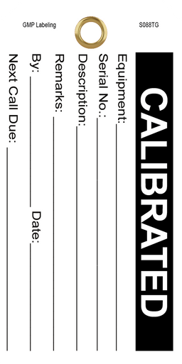 S089TG CALIBRATED Quality Control Tag - GMP Labeling