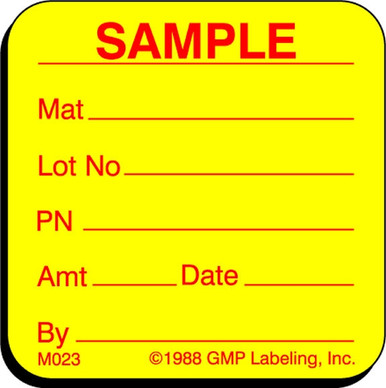 M023 SAMPLE Material Label - GMP Labeling