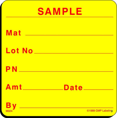 M024 SAMPLE Material Label - GMP Labeling