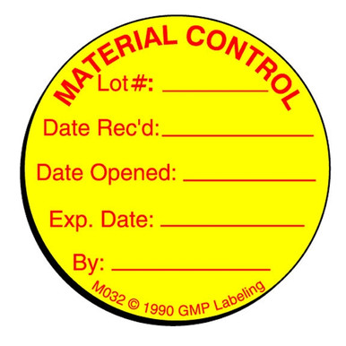 M032 MATERIAL CONTROL Material Label - GMP Labeling