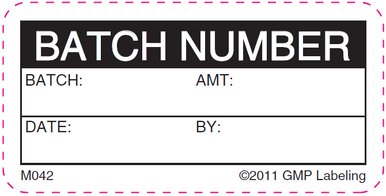 M042 BATCH NUMBER Material Label - GMP Labeling