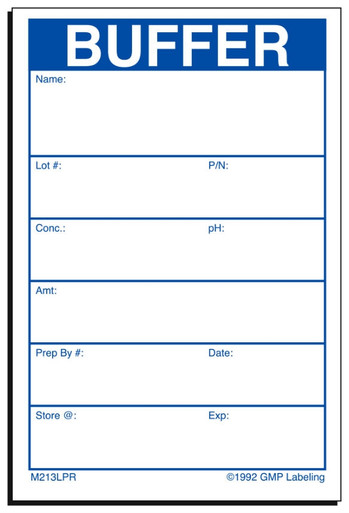 M213LPR BUFFER Material Label - GMP Labeling