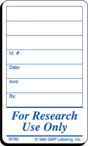 M792 FOR RESEARCH USE ONLY Material Label - GMP Labeling