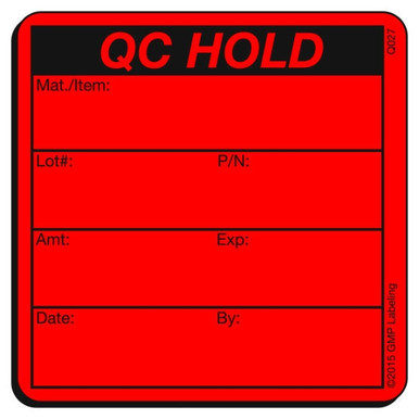Q027 QC HOLD Quality Control Label - GMP Labeling
