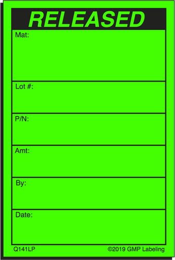 RELEASED Laser Printer Quality Control Label Q141LP - GMP Labeling