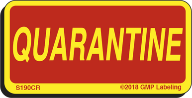 S190CR QUARANTINE Status Cryogenic Label - GMP Labeling