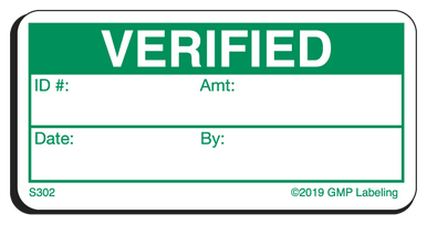 S302 VERIFIED Status Label - GMP Labeling