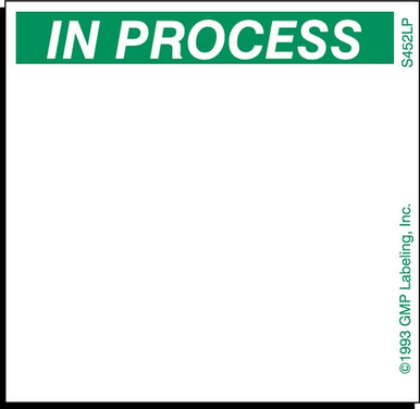 IN PROCESS Laser Printer Status Label S452LP - GMP Labeling
