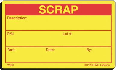 W930 SCRAP Waste Label - GMP Labeling