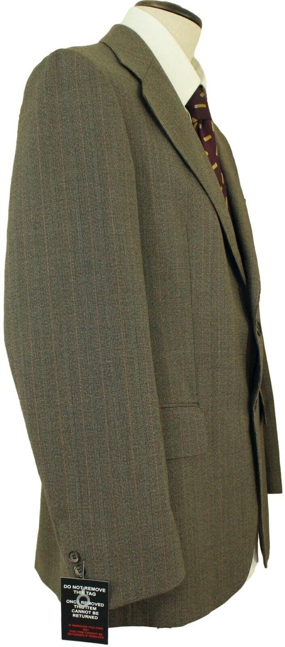 VINTAGE ST MICHAEL MENS 43-44" BROWN MIX WORSTED WOOL SUIT JACKET