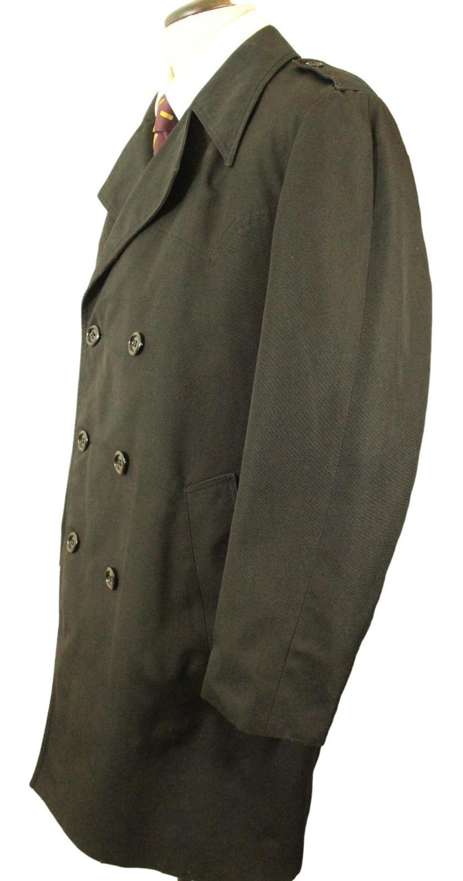 Vintage Black Jupiter Mens Medium Double Breasted Trench coat Rain mac Coat