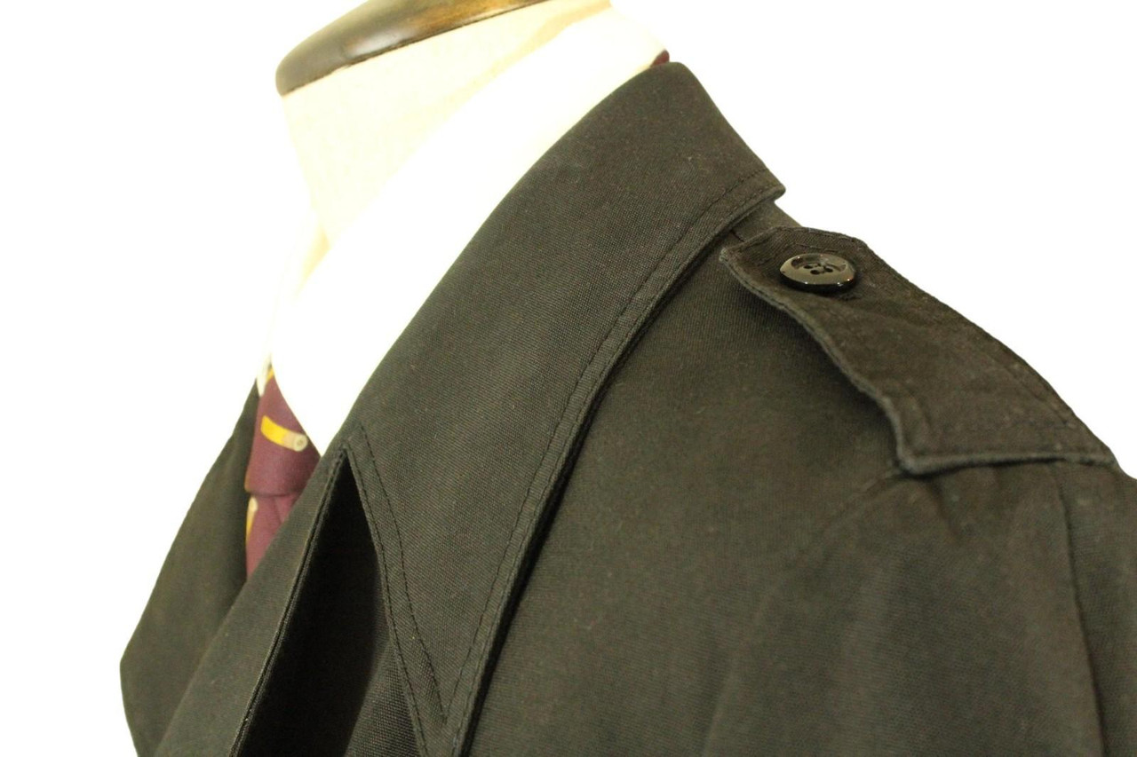 Vintage Black Jupiter Mens Medium Double Breasted Trench coat Rain mac Coat