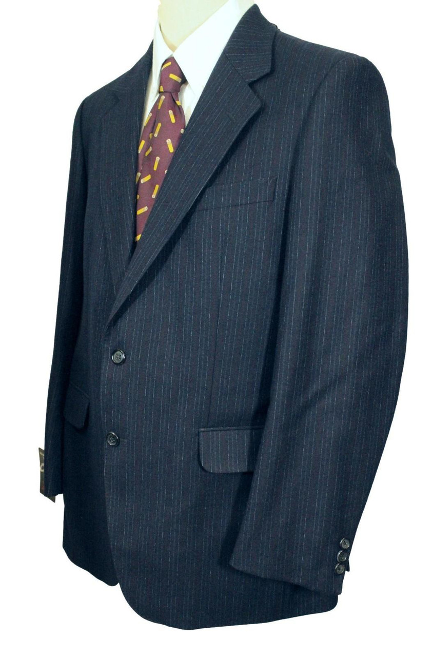 Blue Pinstripe Konen Geoffrey Davis 42" Striped Suit Jacket