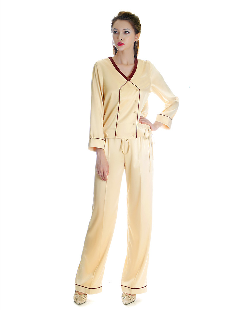 50s' Vintage Preppy Silk Pajamas Sleepwear Pants Slack* Pink Ivory