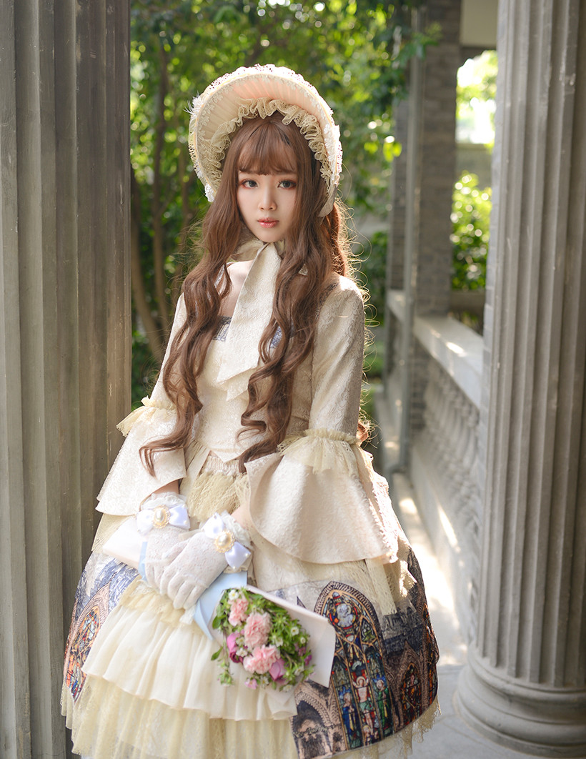 Vintage Rococo Lolita Retro Handmade Bonnet Ladies Jacquard Hat
