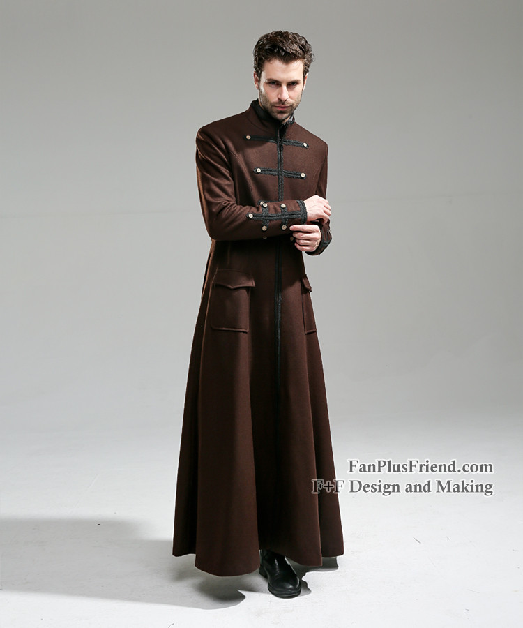 Steampunk Gothic Dandy Long Wool Coat for Man Unisex Trench