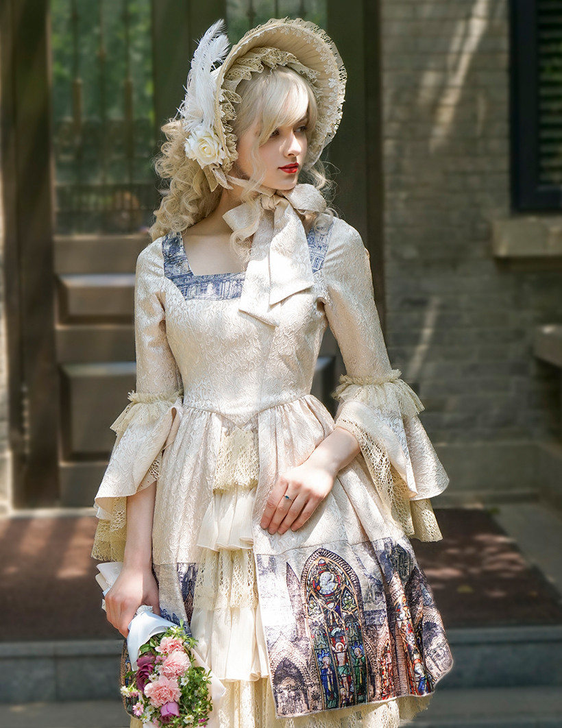 Vintage Rococo Lolita Retro Handmade Bonnet Ladies Jacquard Hat