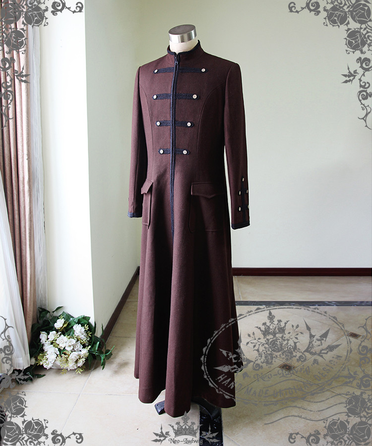 Steampunk Gothic Dandy Long Wool Coat for Man Unisex Trench