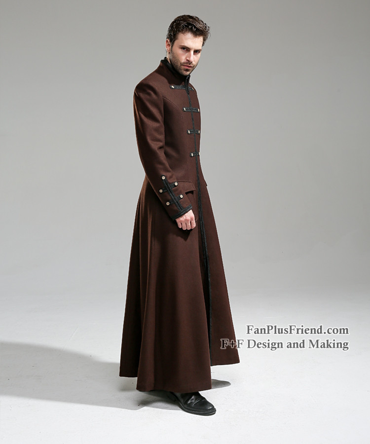 Steampunk Gothic Dandy Long Wool Coat for Man Unisex Trench