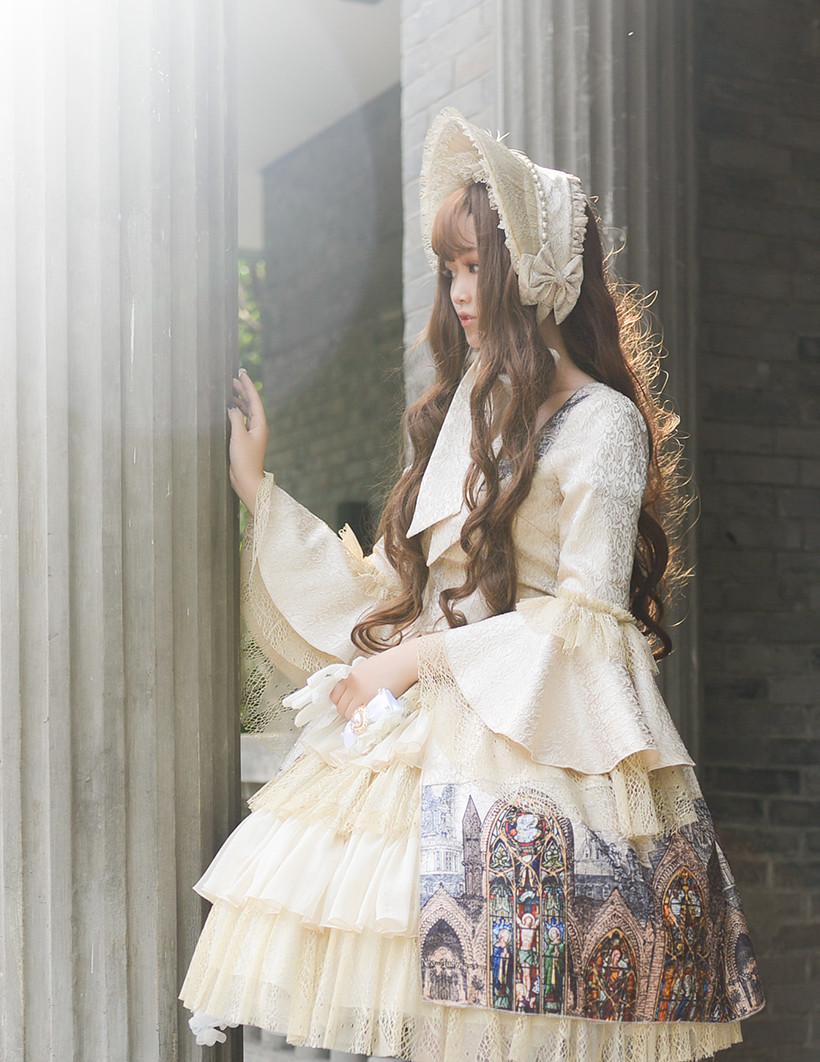 Vintage Rococo Lolita Retro Handmade Bonnet Ladies Jacquard Hat