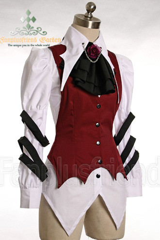 Gothic Punk Dandy Ouji Bat False 2Pcs Shirt Vest