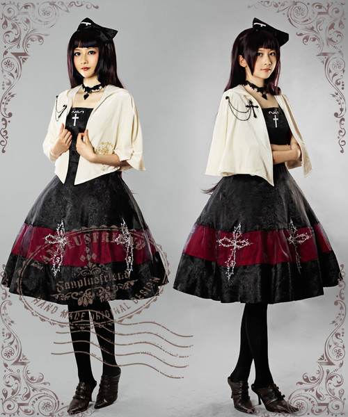 Silent Hill Gothic Square Neckline Jacquard Summer Dress/OP & Hairbow ...