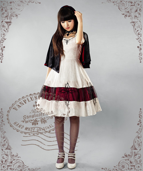 Silent Hill Gothic Square Neckline Jacquard Summer Dress/OP & Hairbow ...