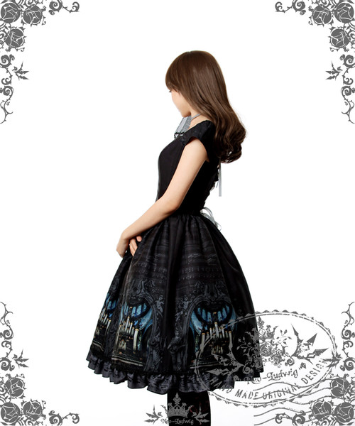 Musical Palmer Gothic Lolita Square Neckline Steel Boned Bodice Dress/JSK