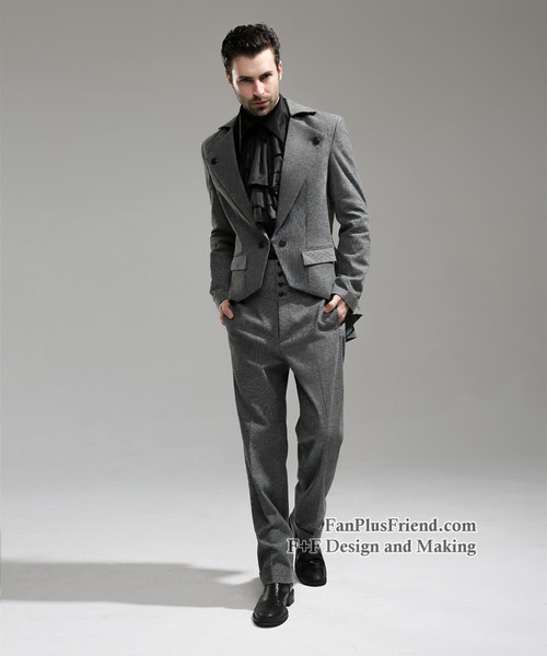 Belle Epoque, Elegant Dandy Victorian Low Neckline Coattail Jacket for Man