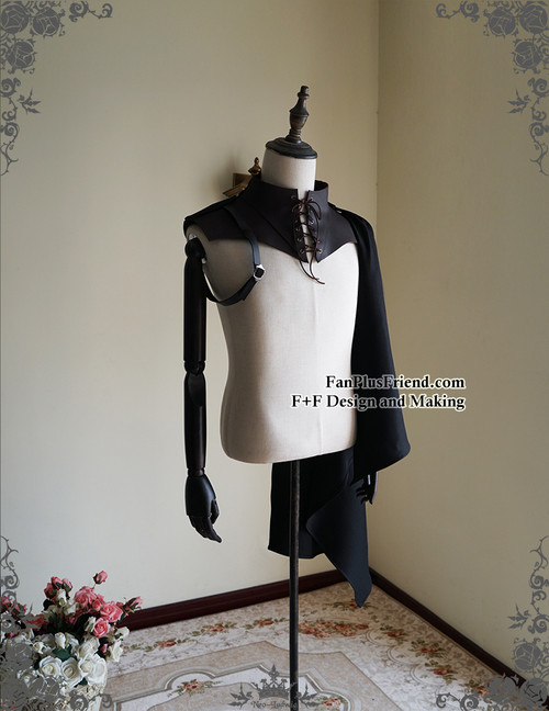 Vintage Hooded Mantle Men's Black Mantle One Shoulder Retro Punk Pirate ...
