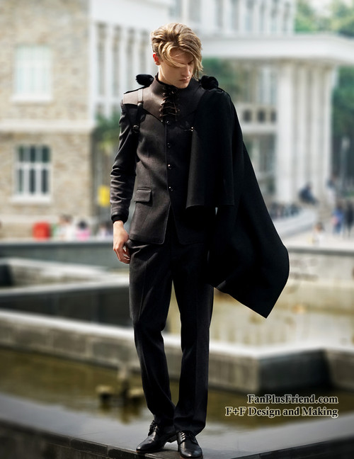 Vintage Hooded Mantle Men's Black Mantle One Shoulder Retro Punk Pirate ...