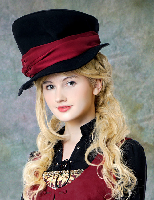 Elegant Gothic Dandy Bias Top Hat and Sash Set