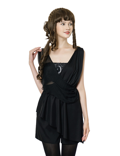 Vintage Silk Top Bandeau Ancient Greek Goddess Sleeveless Wrap Top Grey ...
