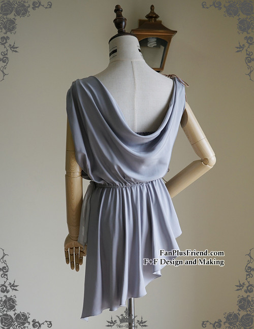 Vintage Silk Top Bandeau Ancient Greek Goddess Sleeveless Wrap Top Grey ...
