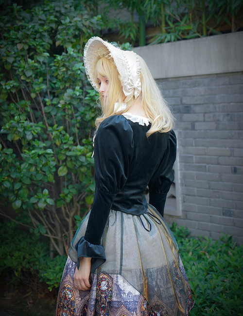 Vintage Rococo Lolita Retro Handmade Bonnet Ladies Jacquard Hat