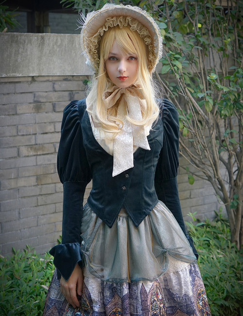 Vintage Rococo Lolita Retro Handmade Bonnet Ladies Jacquard Hat
