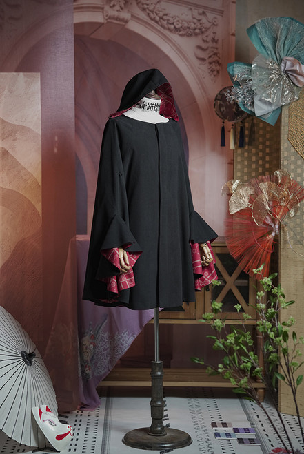 Wa Style Collection, Gothic Fashion Hooded Black Cape Casual Unisex ...