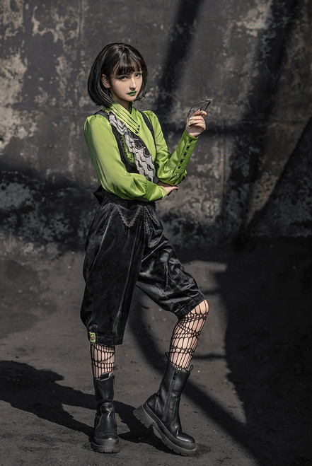 Silence Lonely, Gothic Fashion Casual Long Sleeves Blouse Chic Bishop ...