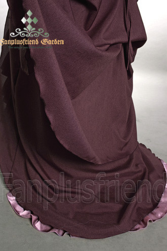 Elegant Gothic Aristocrat Fishtail Tiered Frilly Front Plump Bustle Dress