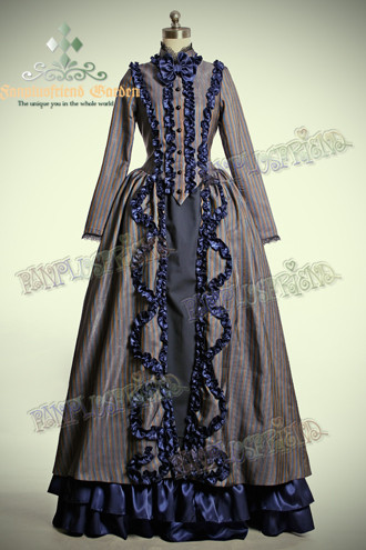 Gothic Victorian Rococo Long Sleeves Mandarin Collar Dress*Ankle Length