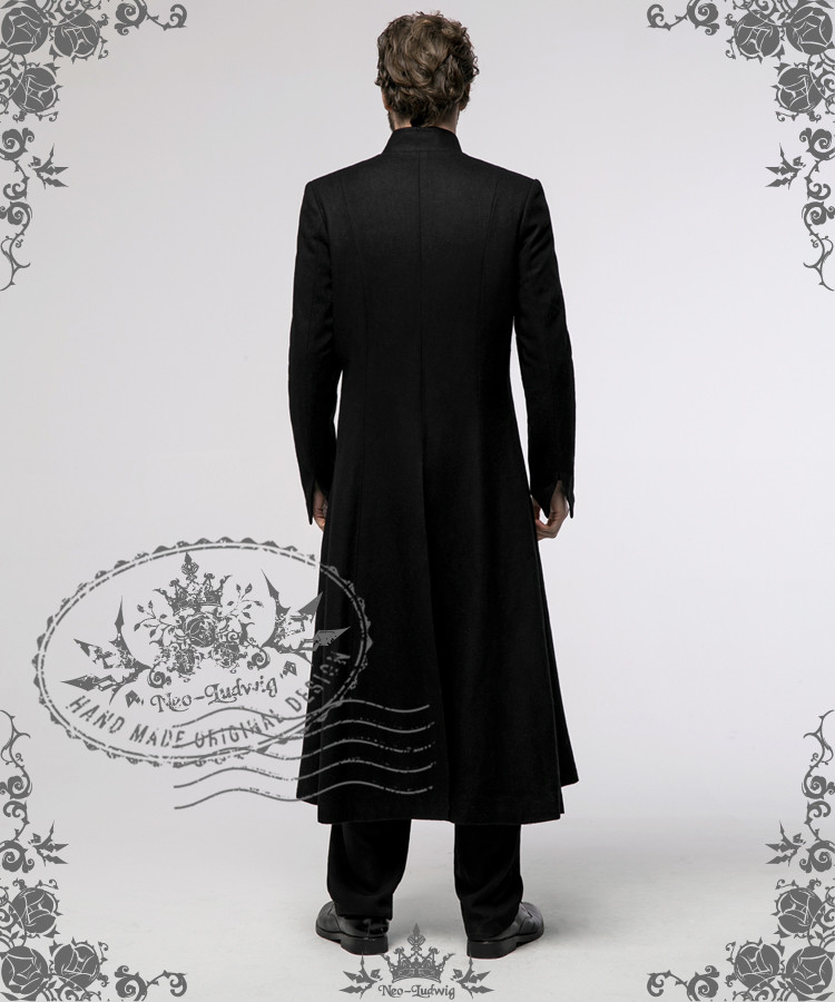Elegant Gothic Aristocrat Large Cross Wool Long Coat