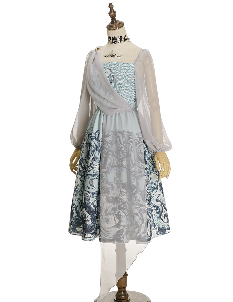 Vintage Retro Printed Midi Dress Ancient Greek Goddess Summer Dress