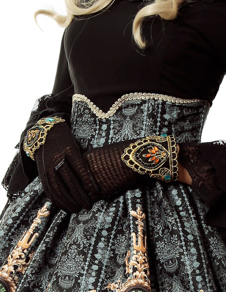 Rococo Lolita Victorian Elegant Gothic Retro Black Lace Short Gloves