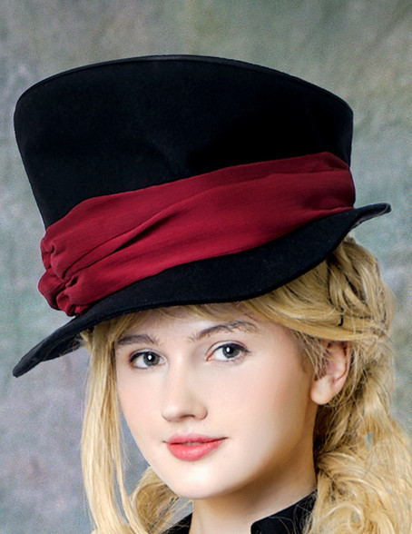 Elegant Gothic Dandy Bias Top Hat and Sash Set